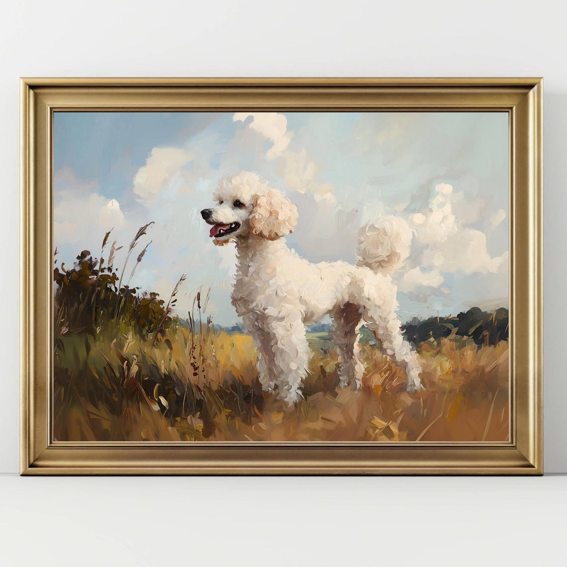 Elegant White Poodle Wall Art – Dog Portrait Painting In Nature, Poodle ...
