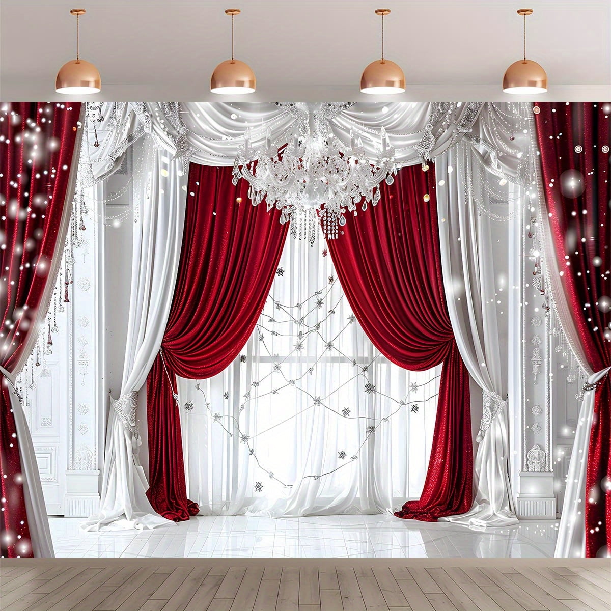 Elegant White and Red Curtain Backdrop Sparkly Wedding Backdrop Banner ...