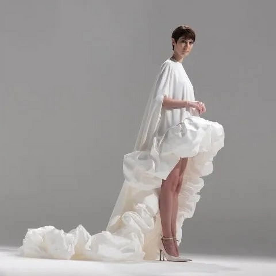 Elegant White Ruched Bubble Dress With Train Cape - Walmart.com