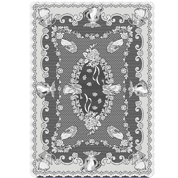 Elegant White Vintage Lace Tablecloth – Scalloped Edge Rectangle ...