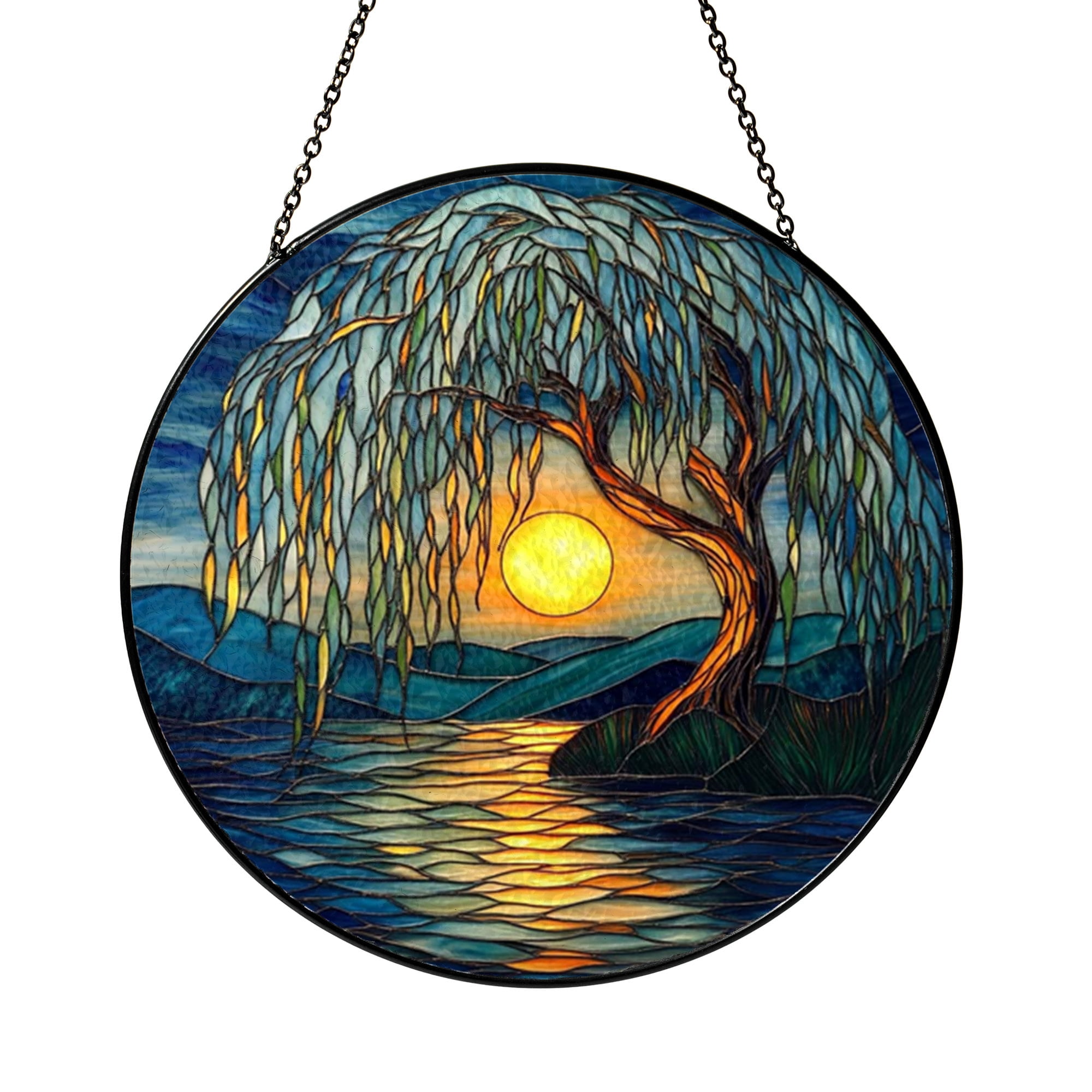 Elegant Willow Stained Glass Style Window Hanging – Nature Decor ...