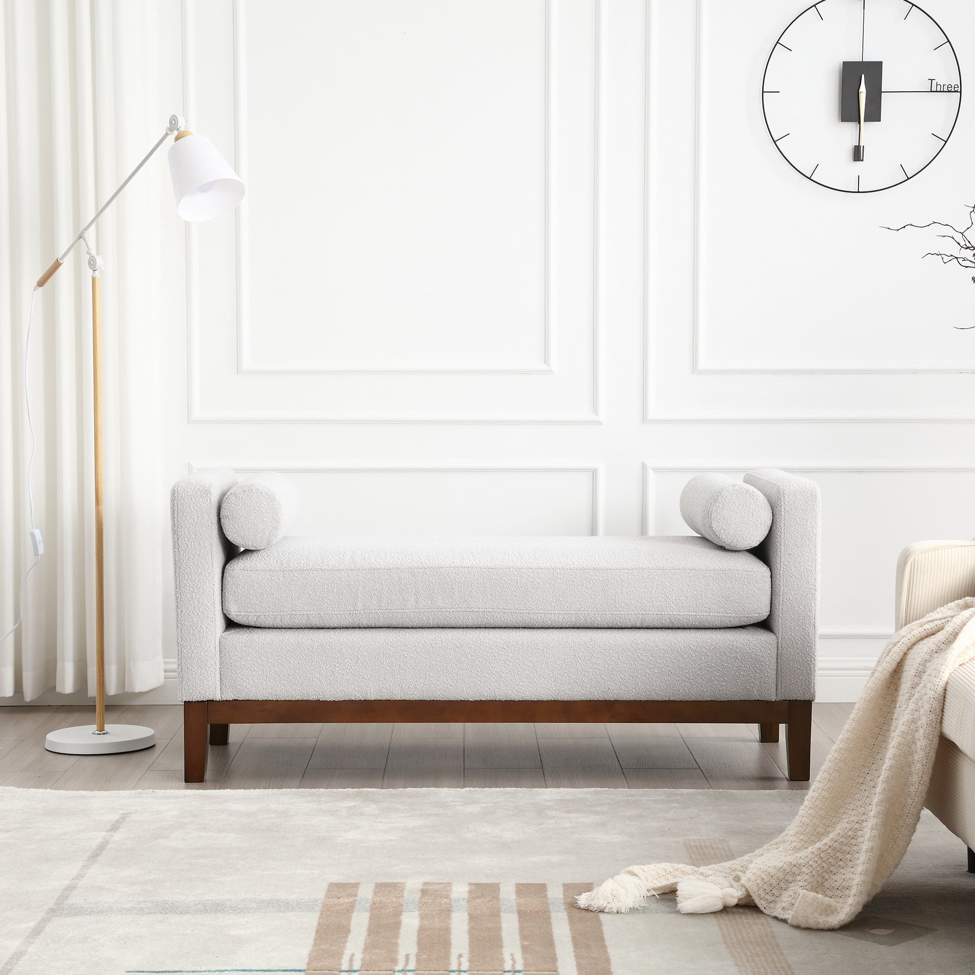 Elegant Window Bench Corridor Stool with Armrests, Upholstered Seat ...