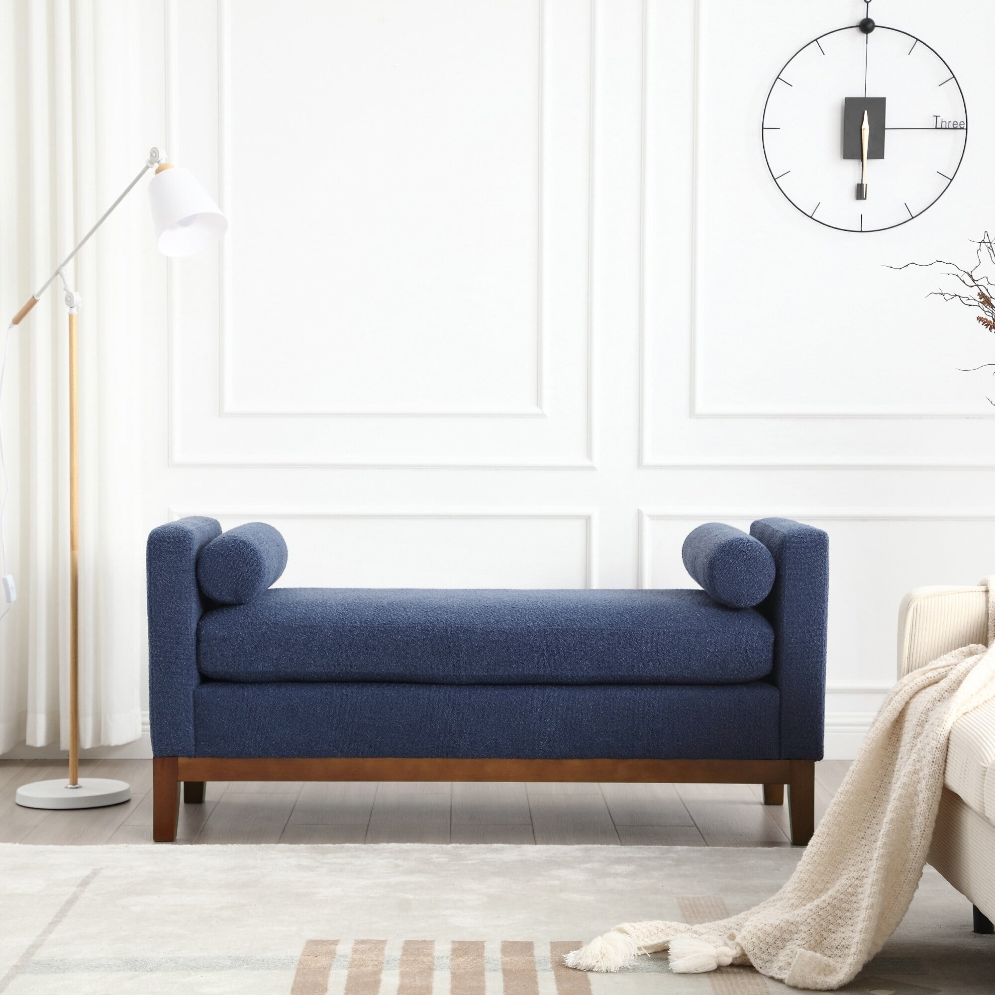 Elegant Window Bench Corridor Stool with Armrests, Upholstered Seat ...