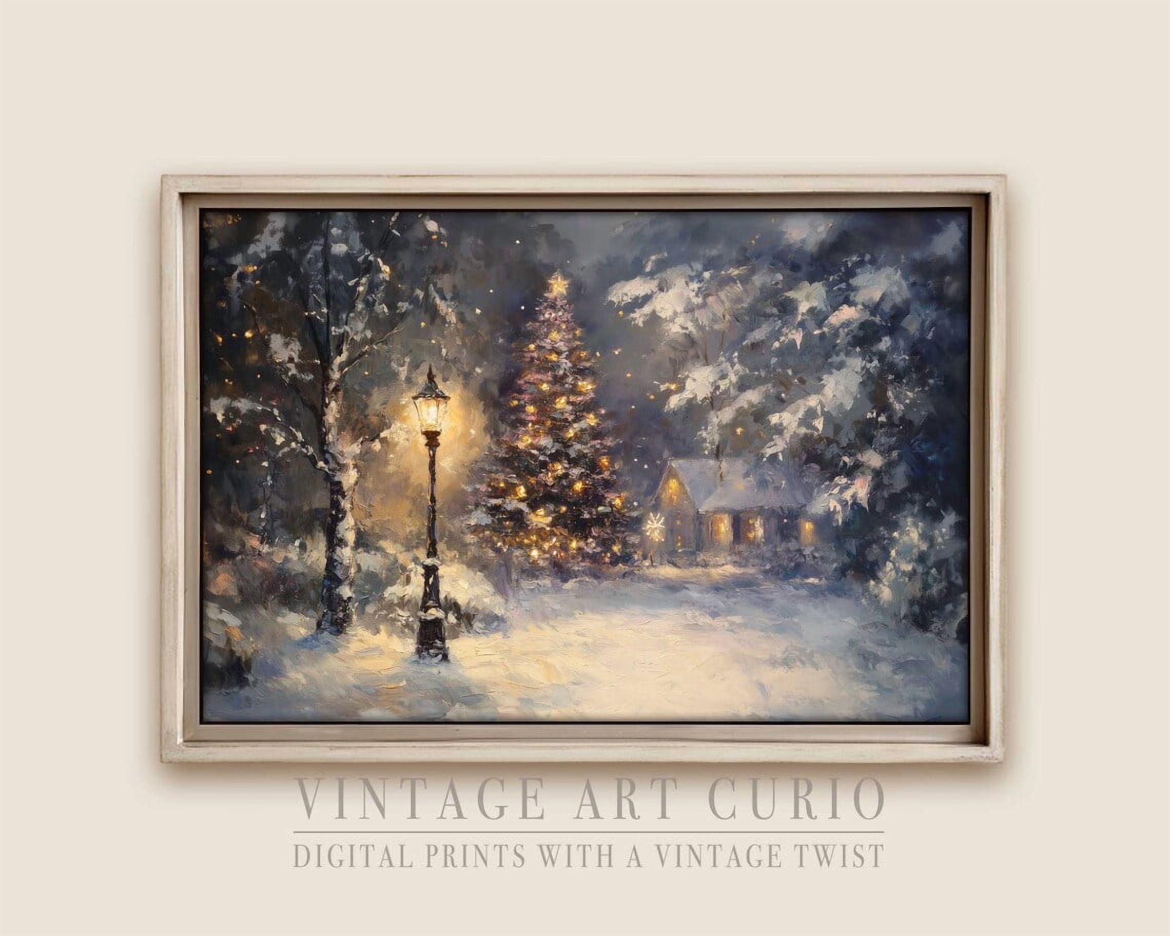 Elegant Winter Art, Dark Moody Winter Cabin With Lights, Snowy Scenery ...
