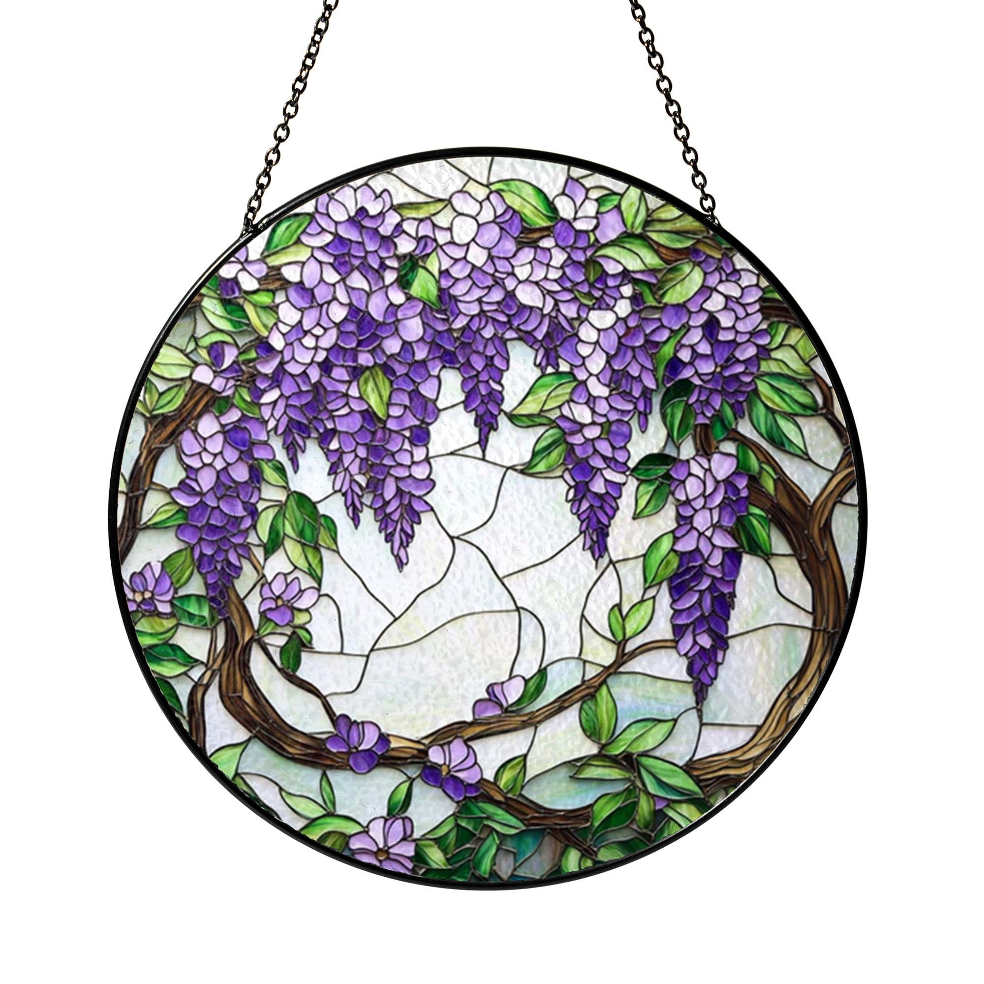 Elegant Wisteria Flower Tree Stained Glass Style Window Hanging ...