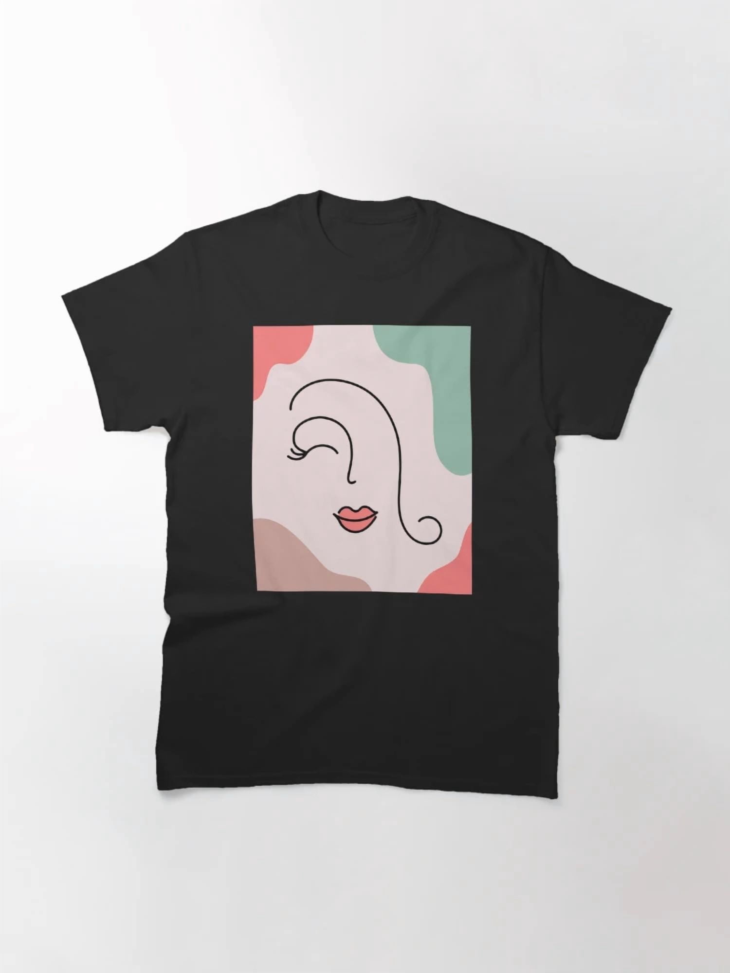 Elegant Woman Face in Minimalist One Line Drawing Style Unisex T-Shirt ...
