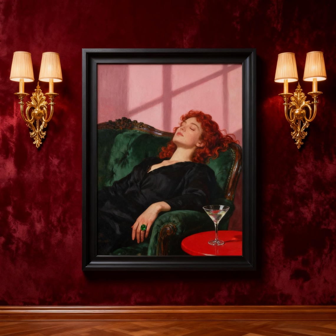 Elegant Woman Portrait Print, Vintage Afternoon Reverie Wall Art Home ...