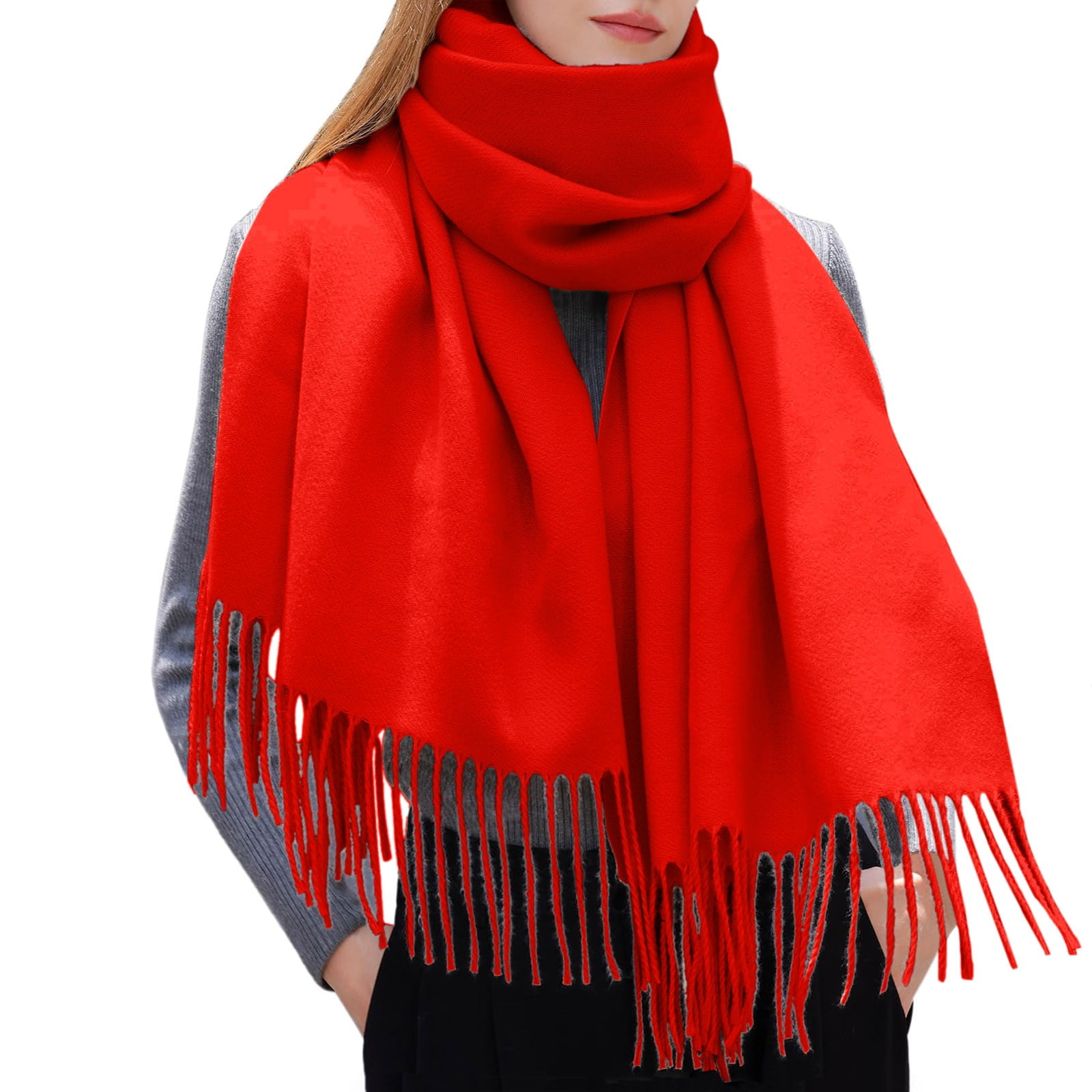Elegant Women Winter Warmth Tassel Shawl Scarf Accessory for Cold ...
