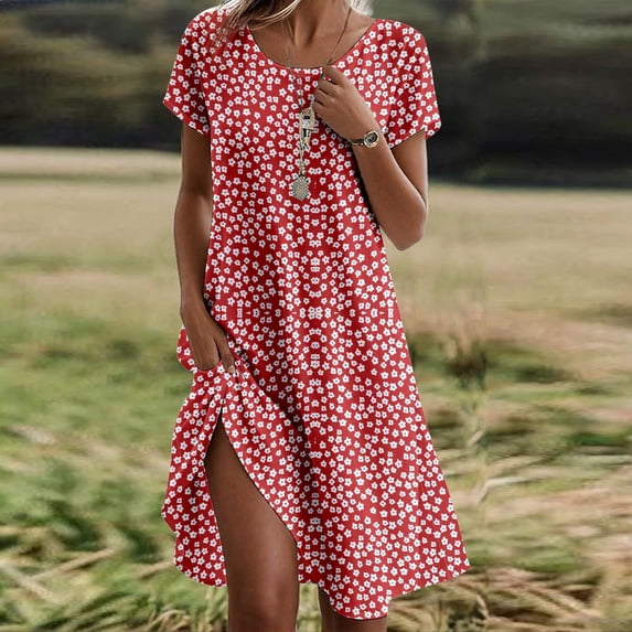 Elegant Women's Casual Dress for Everyday Wear with Round Neck and ...