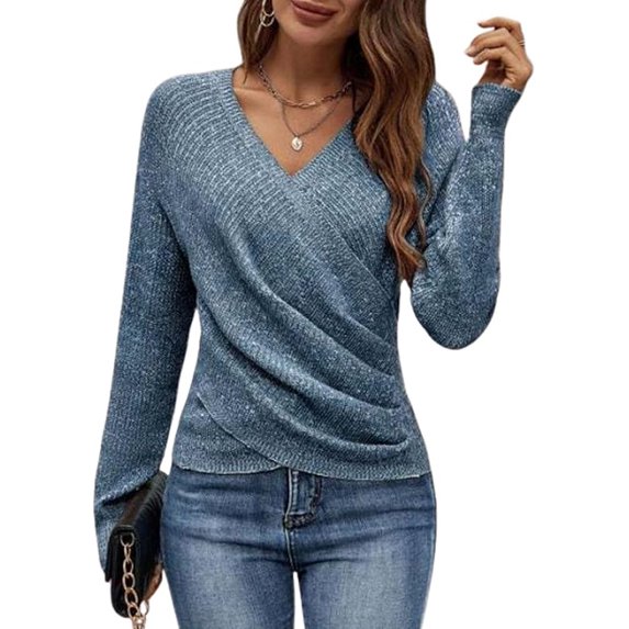 Elegant Women's Casual Knit Sweater, Long Sleeve Warm Pullover for ...