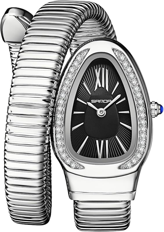 Elegant Women's Crystal Bracelet Watch – Vintage-Inspired Snake Chain ...