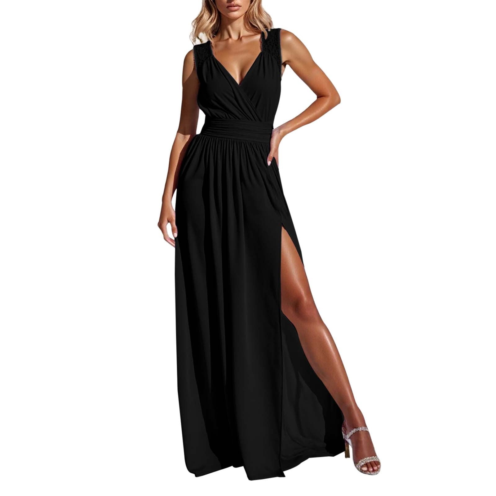 Elegant Women's Formal Dress For Party Evening Gown V Neck Lace Hollow ...