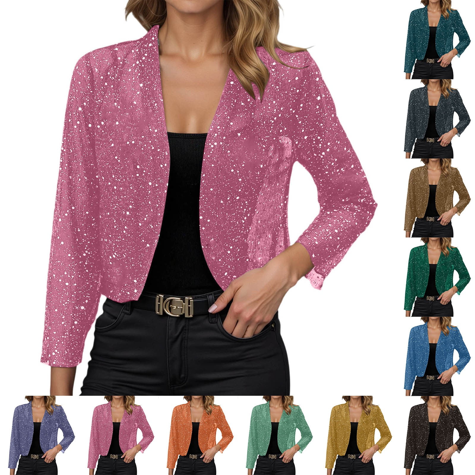 Elegant Women's Sheer Bolero Crop Shrug Solid Front Open Long Sleeve ...