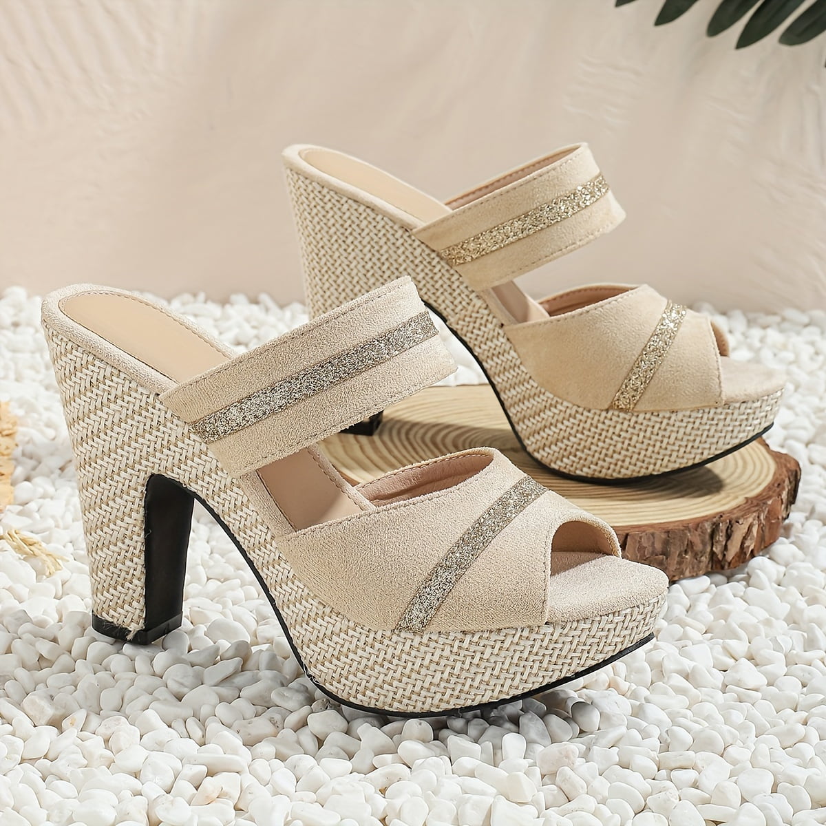 Elegant Women's Solid Color Bowknot Dress - Fashionable Slip On Heels ...