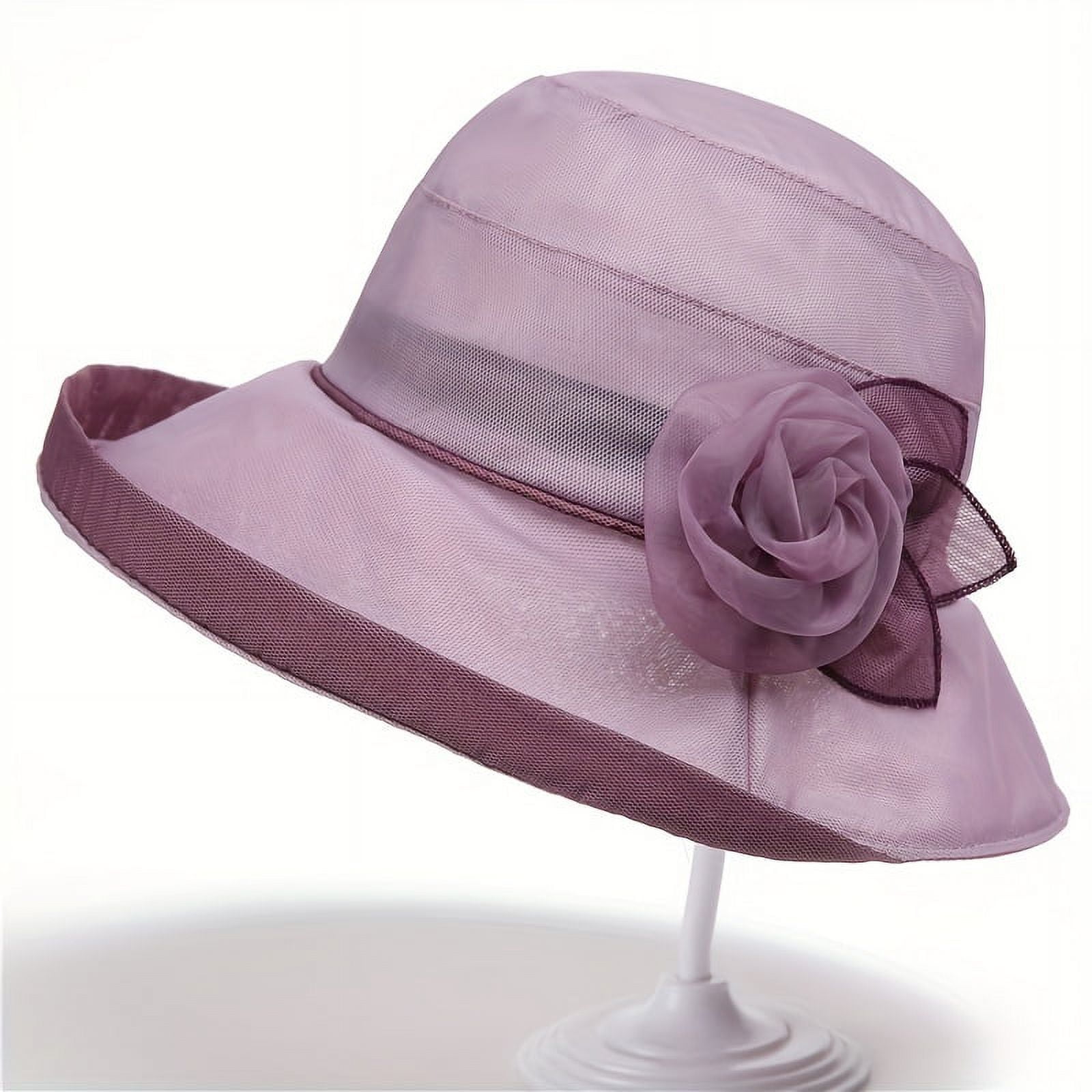 Elegant Women's Top Hat Spring Summer Sun Hat Sun Hat Organza Vacation Travel Lace Beach Hat ...