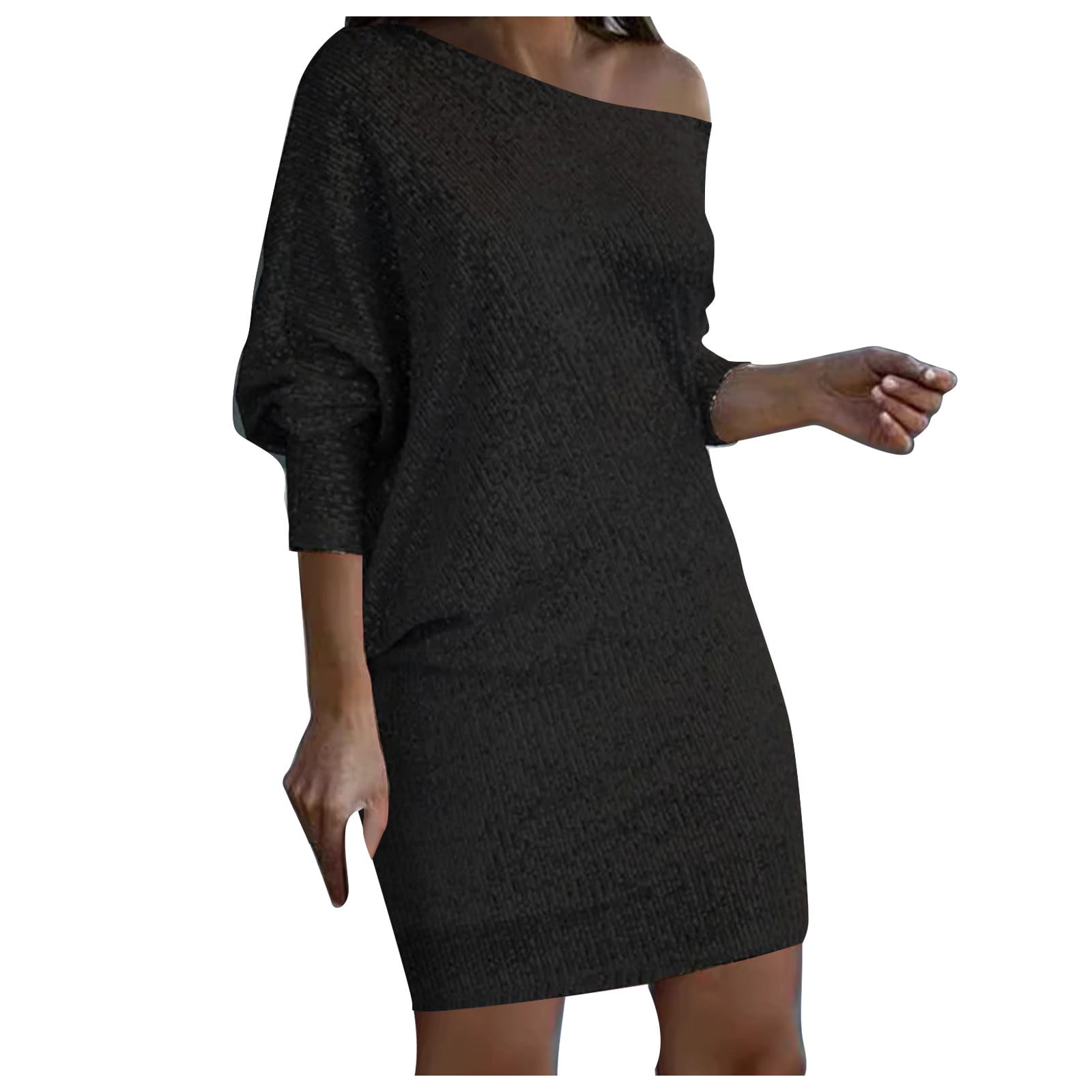 Elegant Women's V Neck Sequin Midi Dress Off Shoulder Formal Party Gown ...