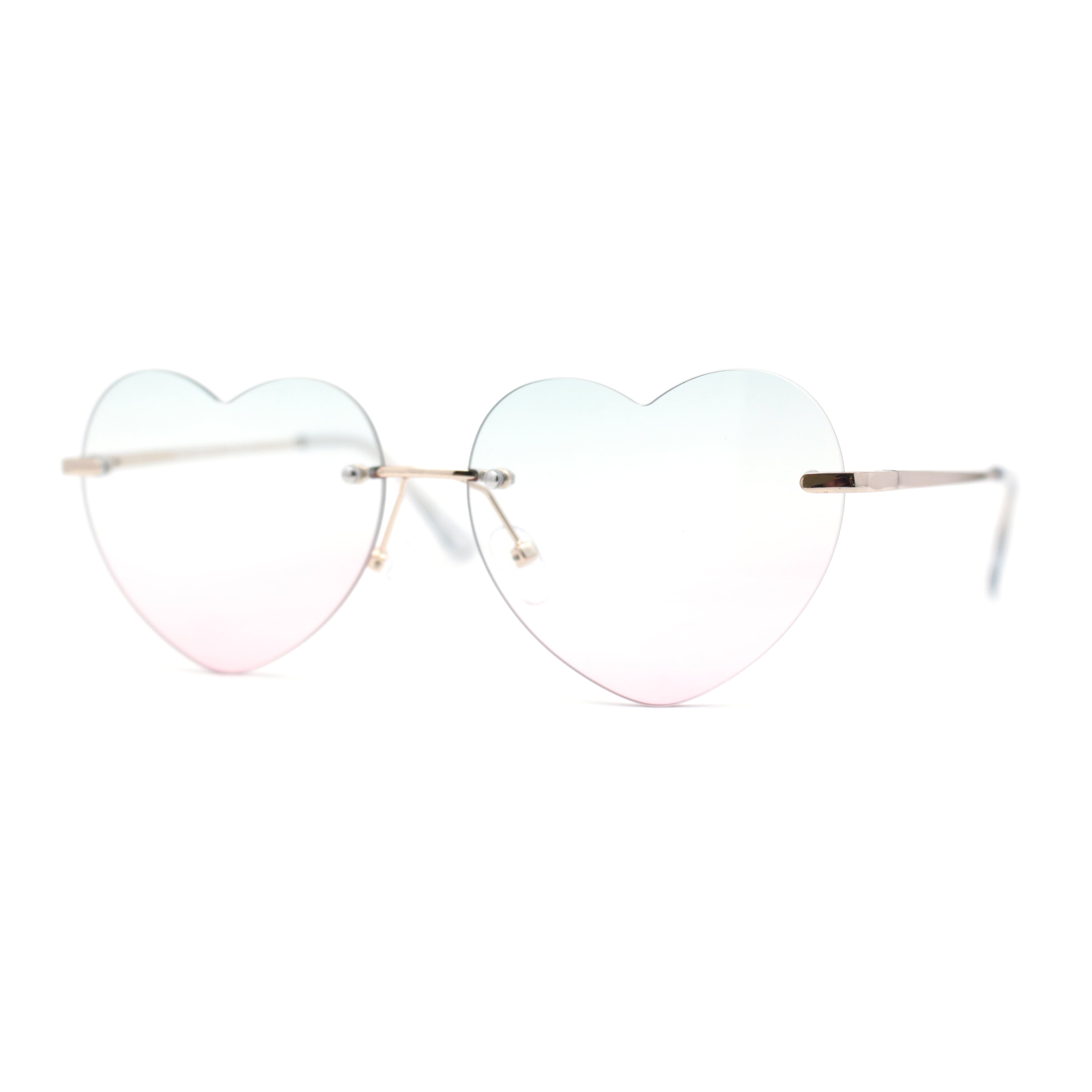 Elegant Womens Rimless Perfect Heart Shape Spring Hinge Sunglasses Gold ...
