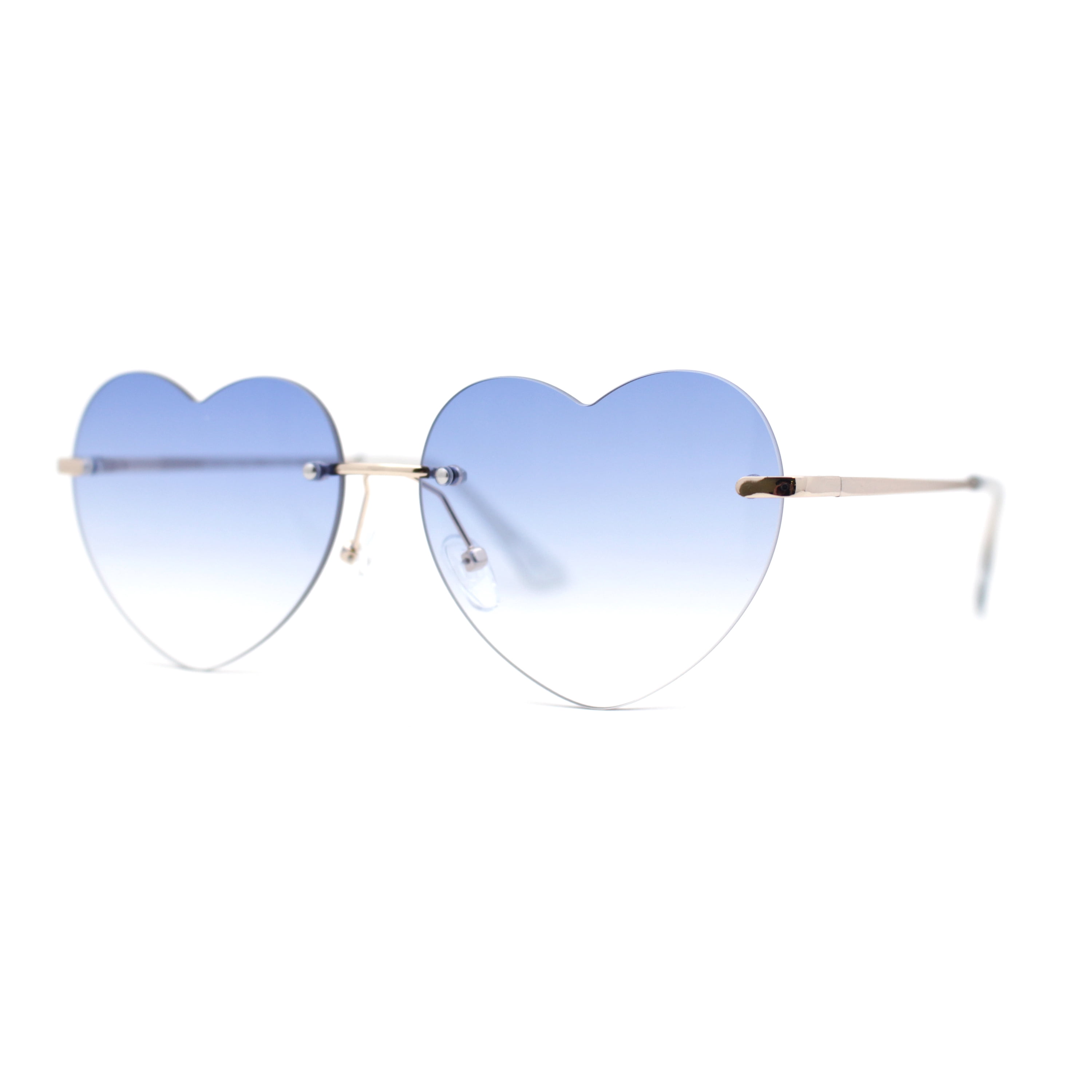 Elegant Womens Rimless Perfect Heart Shape Spring Hinge Sunglasses Gold ...