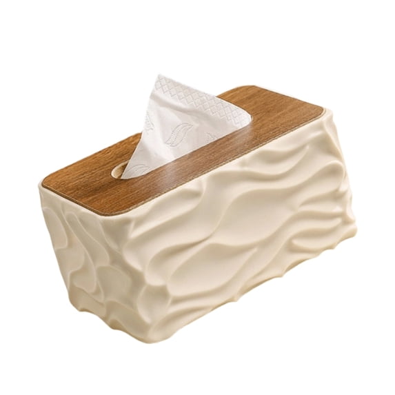 Elegant Wood Top Tissue Holder With Wavy Design Quick Access Tissue ...