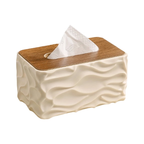 Elegant Wooden Top Tissue Holder With Waved Design Quick Access Tissue ...