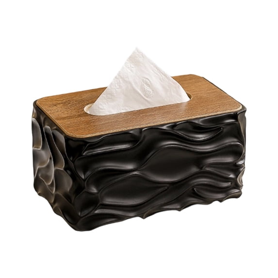 Elegant Wooden Top Tissue Holder With Waved Design Quick Access Tissue ...