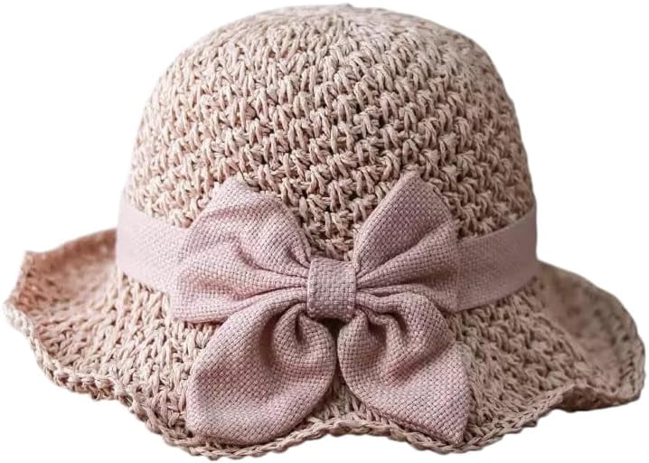 Elegant Woven Straw Sun Hat with Bow Summer Beach Sun Straw Hats for ...
