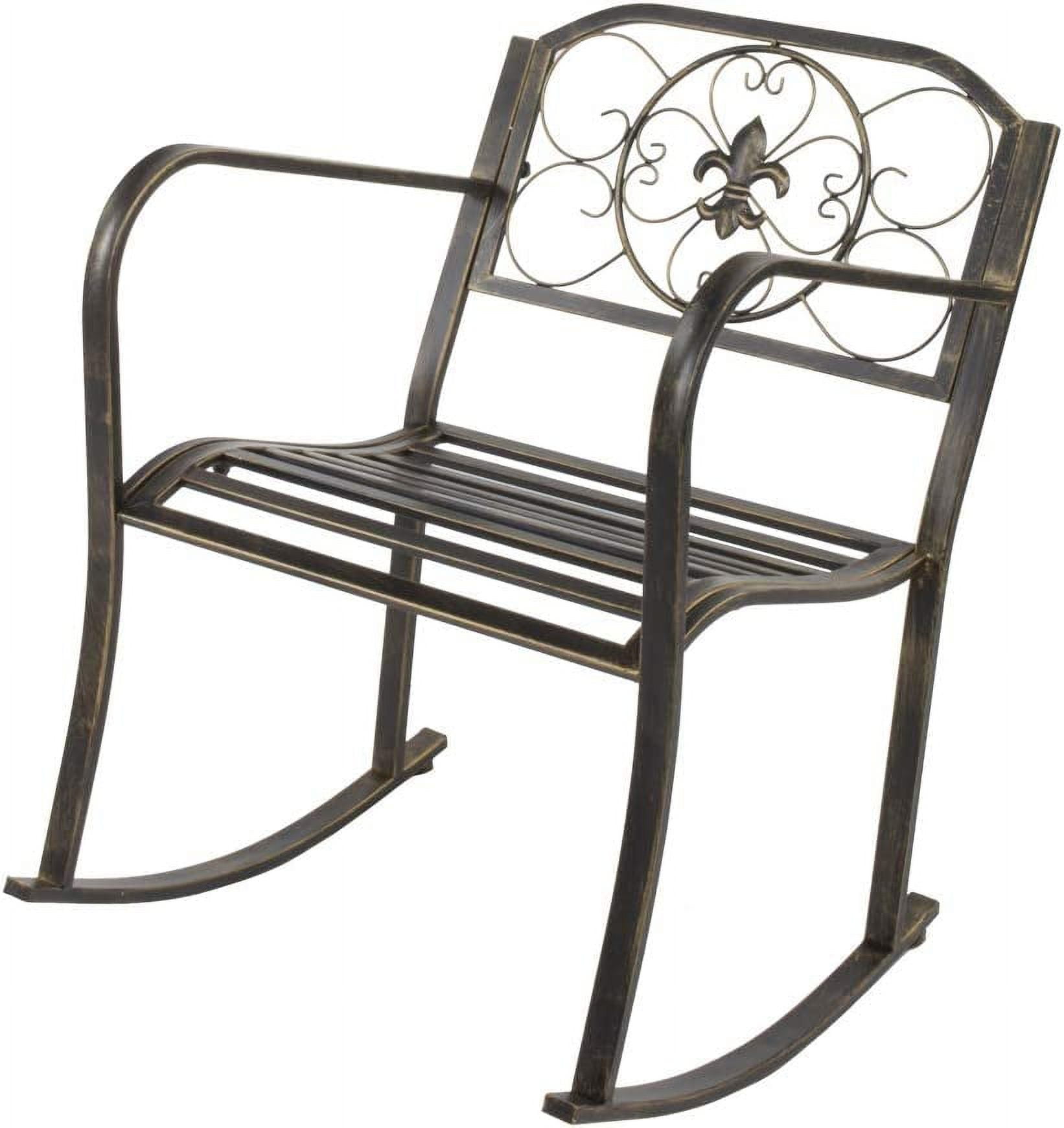 Elegant Wrought Iron Porch Rocking Chair Outdoor Garden Single Iron Art ...
