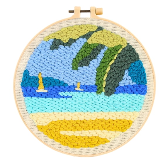 Elegant Yarn Punch Needle Art Set Linen Fabric Stress Relief Craft ...