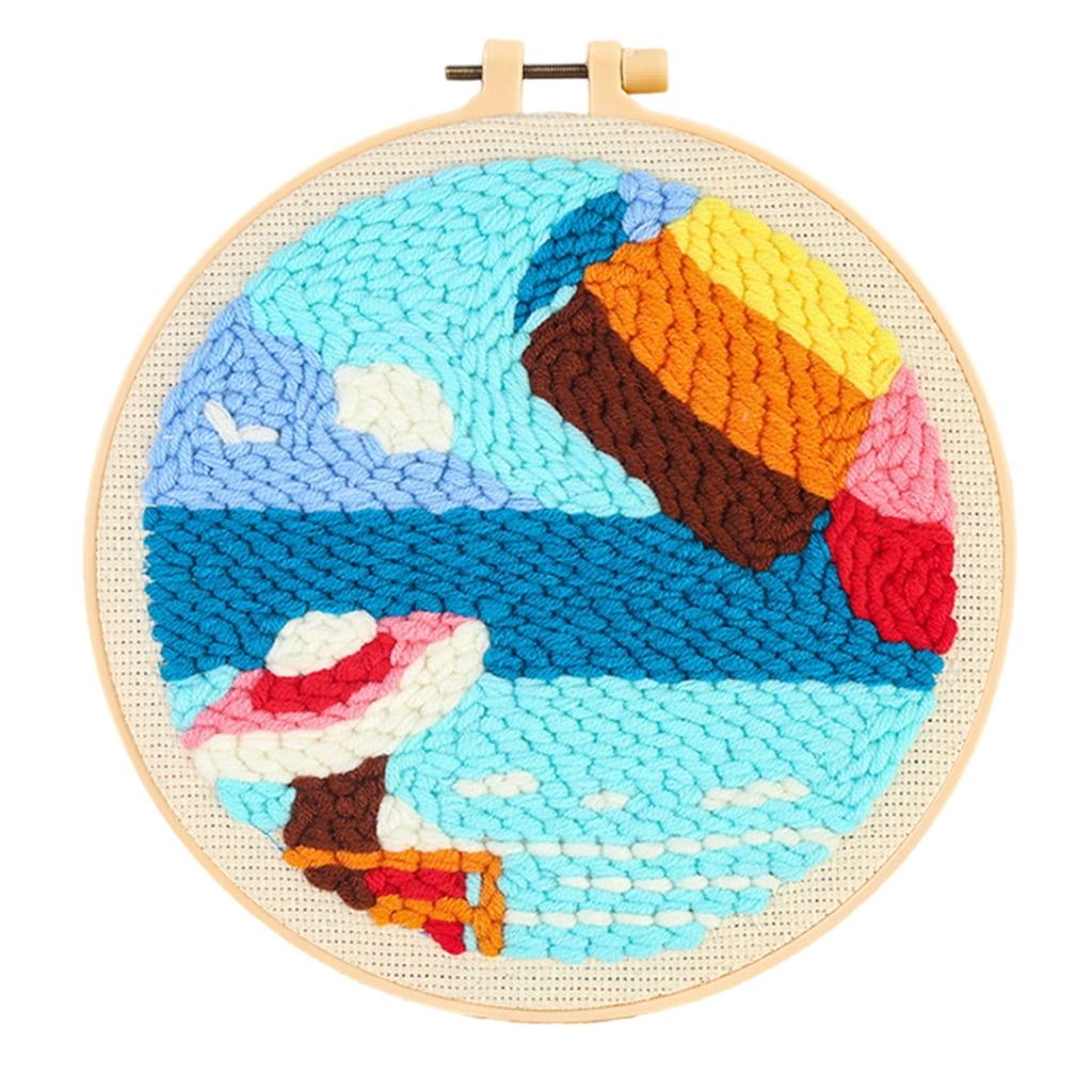 Elegant Yarn Punch Needle Art Set Linen Fabric Stress Relief Craft ...