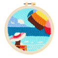 Elegant Yarn Punch Needle Art Set Linen Fabric Stress Relief Craft ...