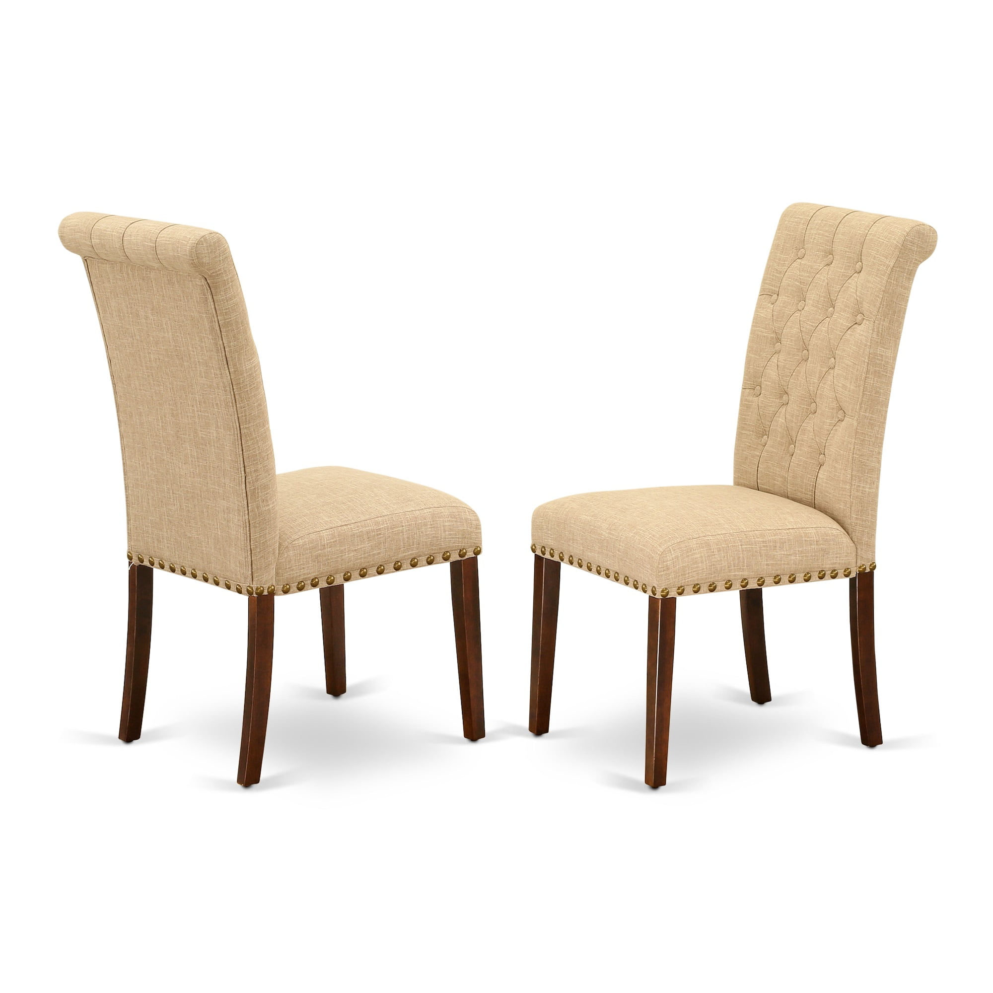 Elegant and Budget-Friendly Upholstered Parson Chair with Mahogany Legs ...