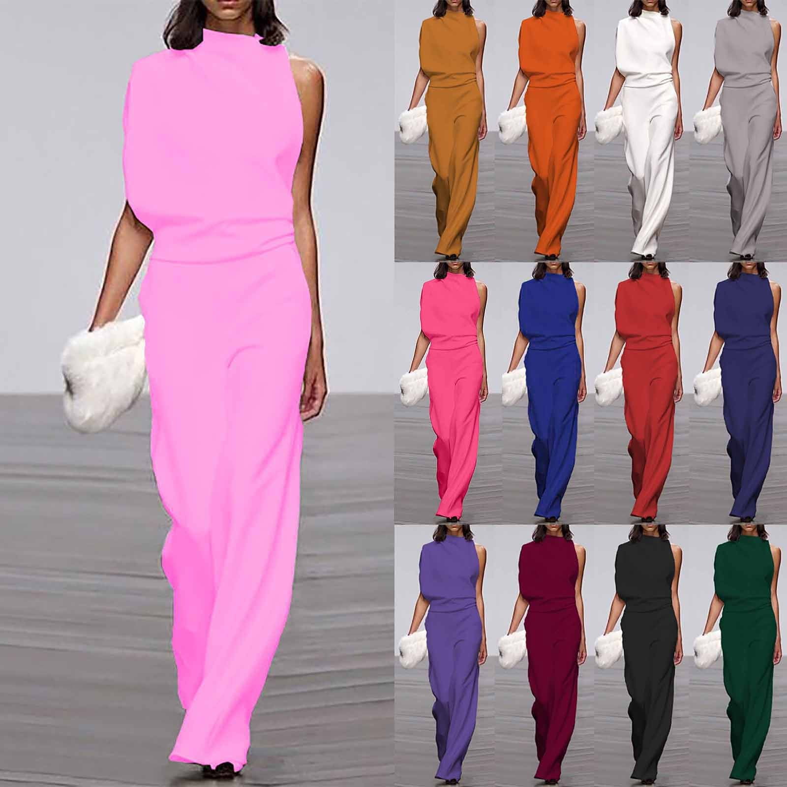 Elegant and Stylish One Shoulder Mock Neck Jumpsuit for Women ...