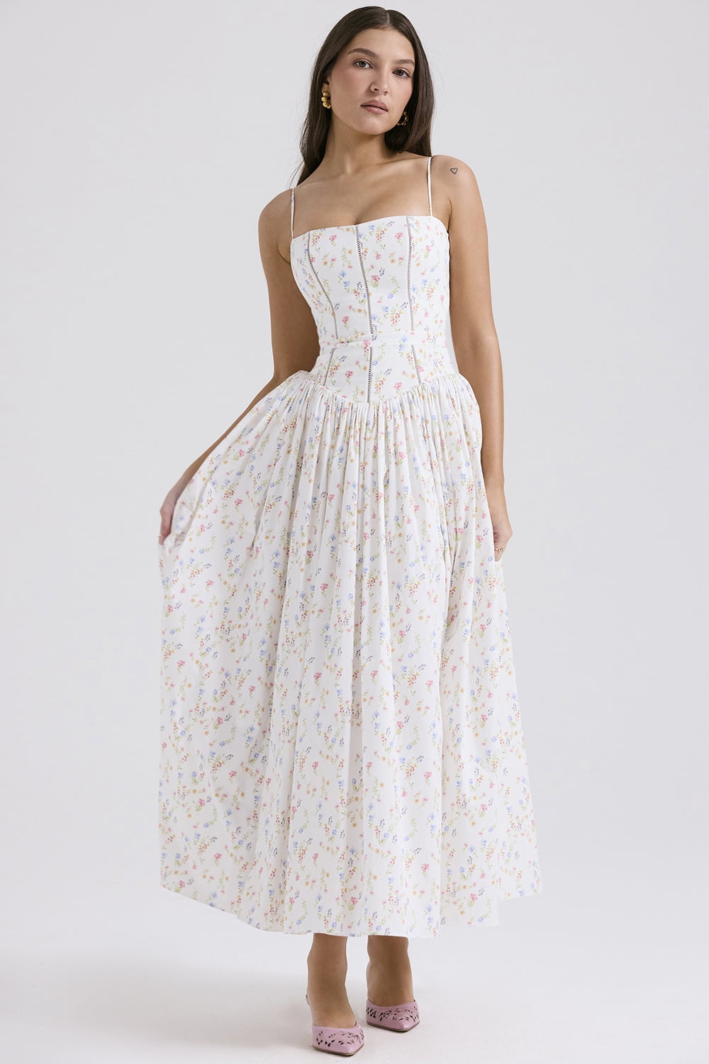 Elegant and gentle style, slimming floral print sundress for women ...