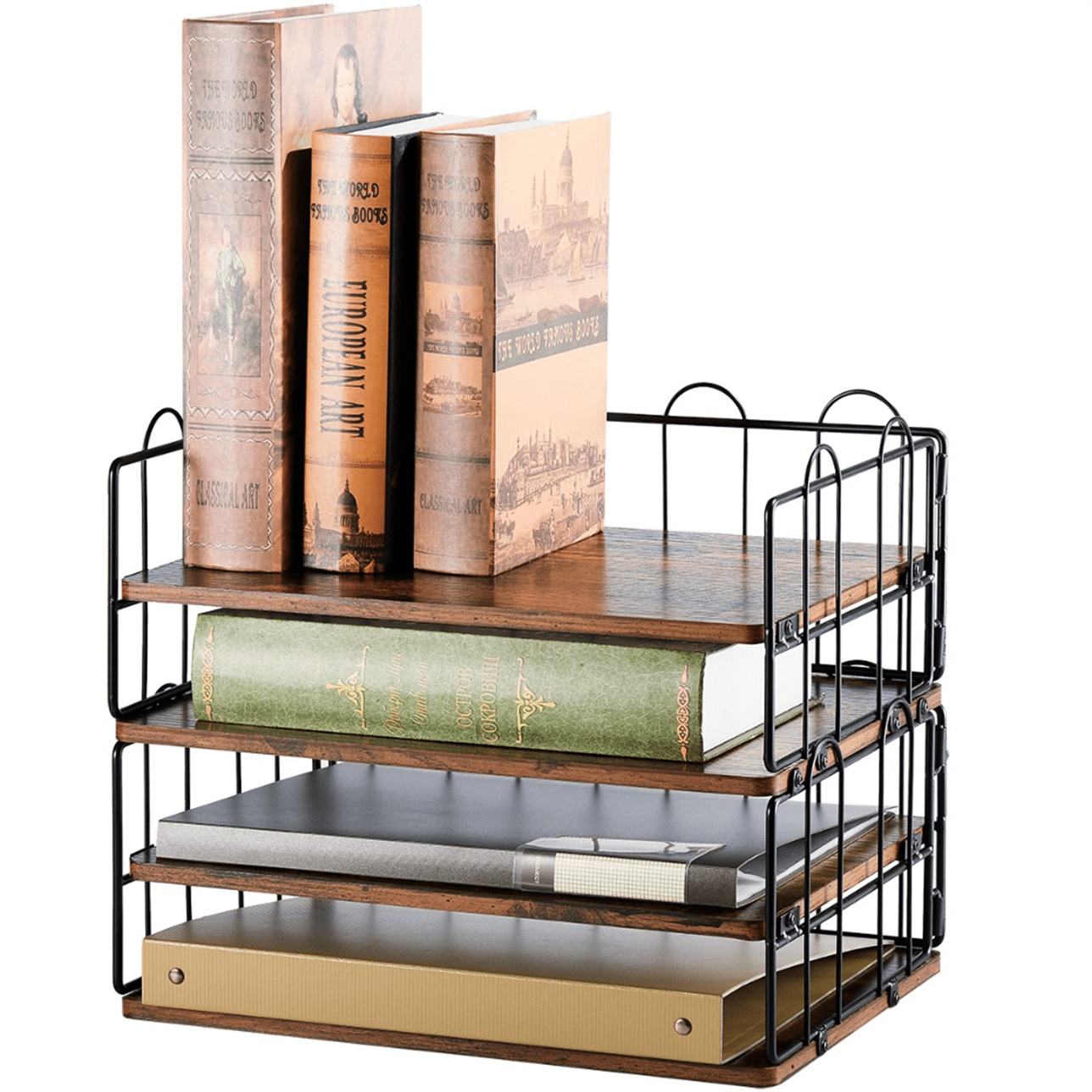 Elegant black four-layer tray, suitable for living rooms and bedrooms ...