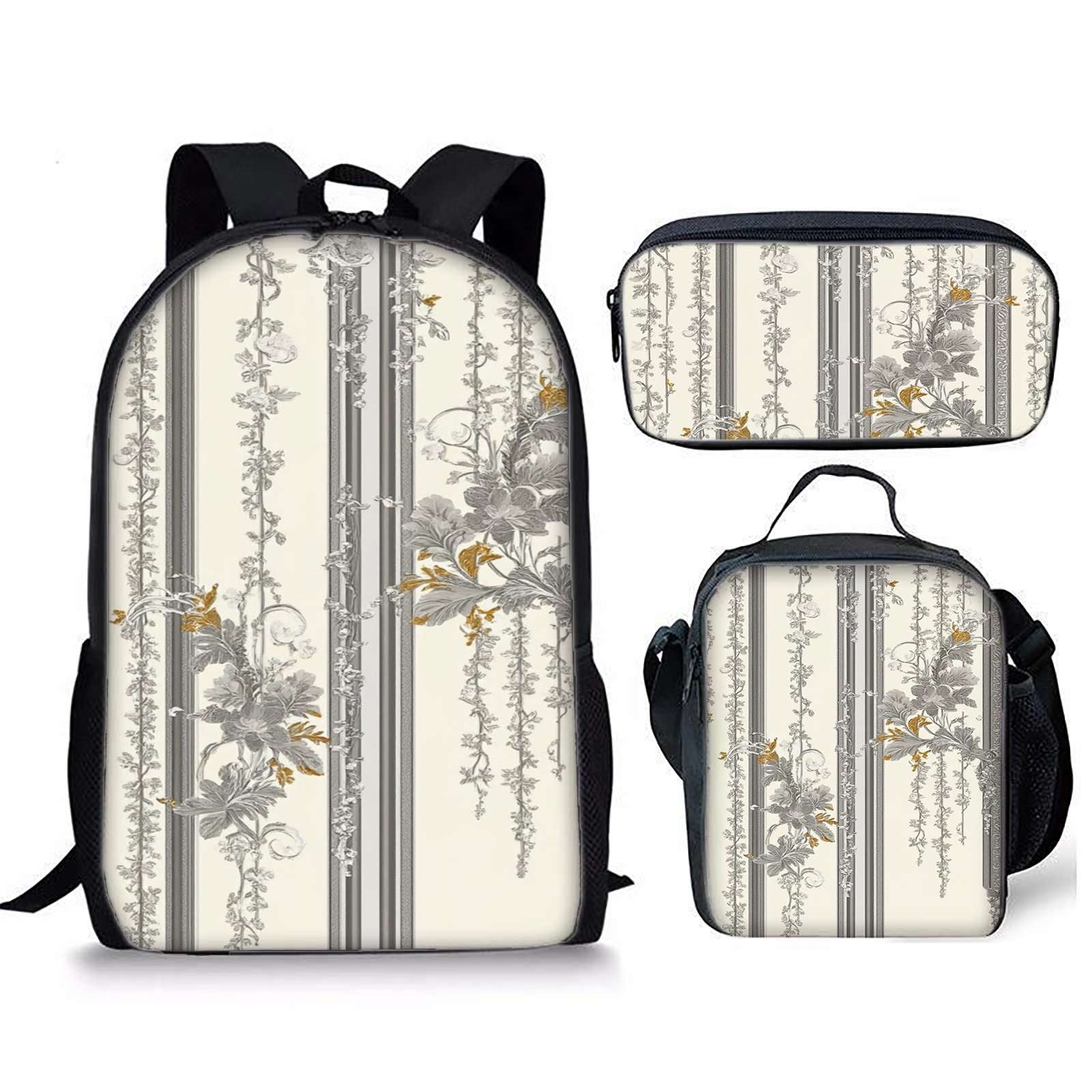 Elegant floral stripe wallpaper design Backpacks Bookbag Bags Rucksack ...