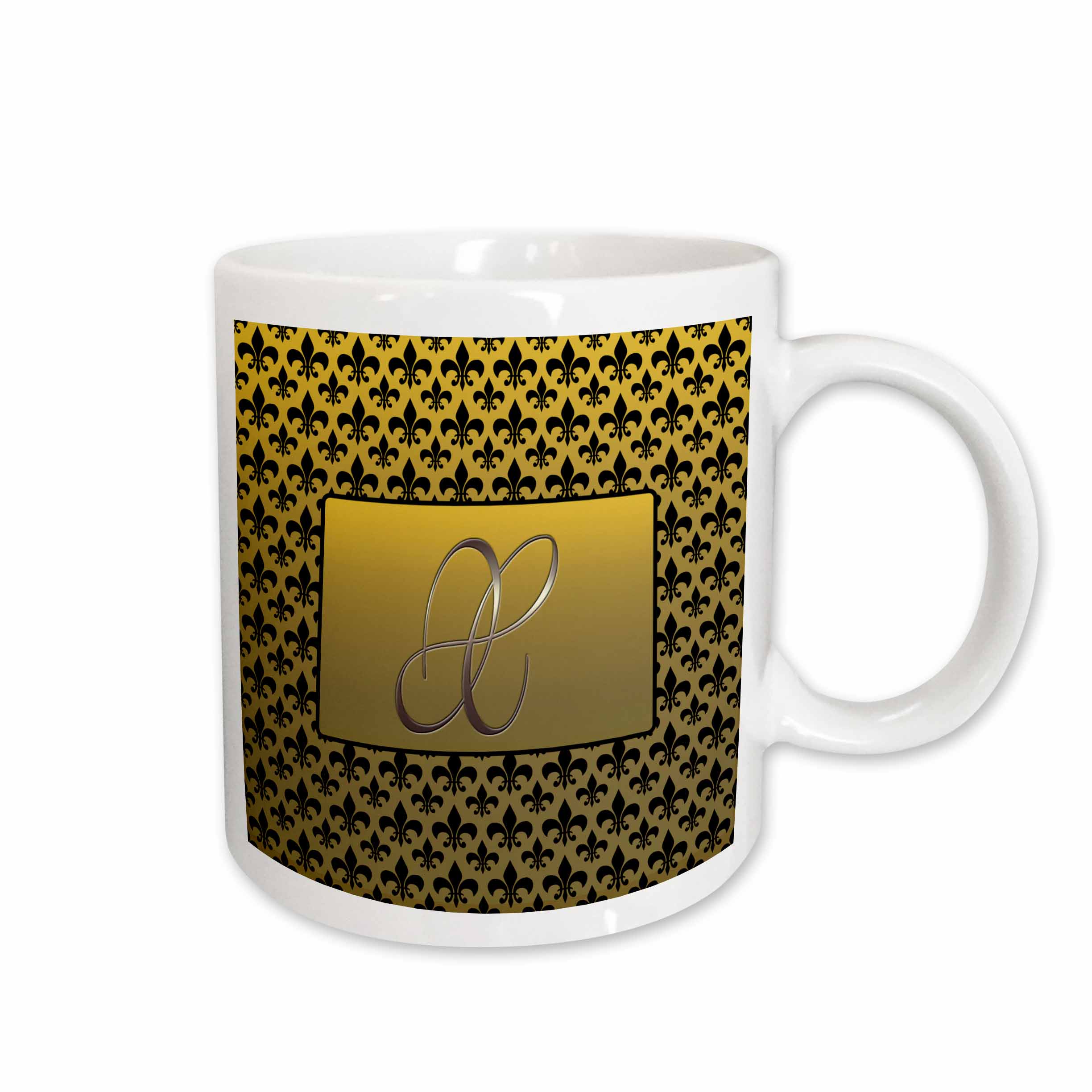 Elegant letter X embossed in gold frame over a black fleur-de-lis ...