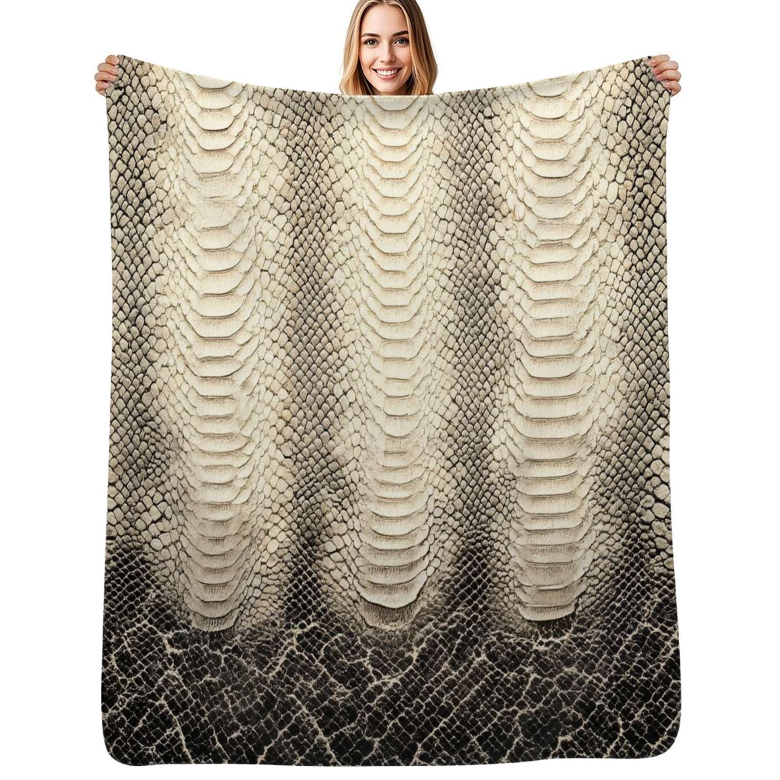 Elegant snakeskin textured pattern Flannel Blanket Warm Soft Bedding ...