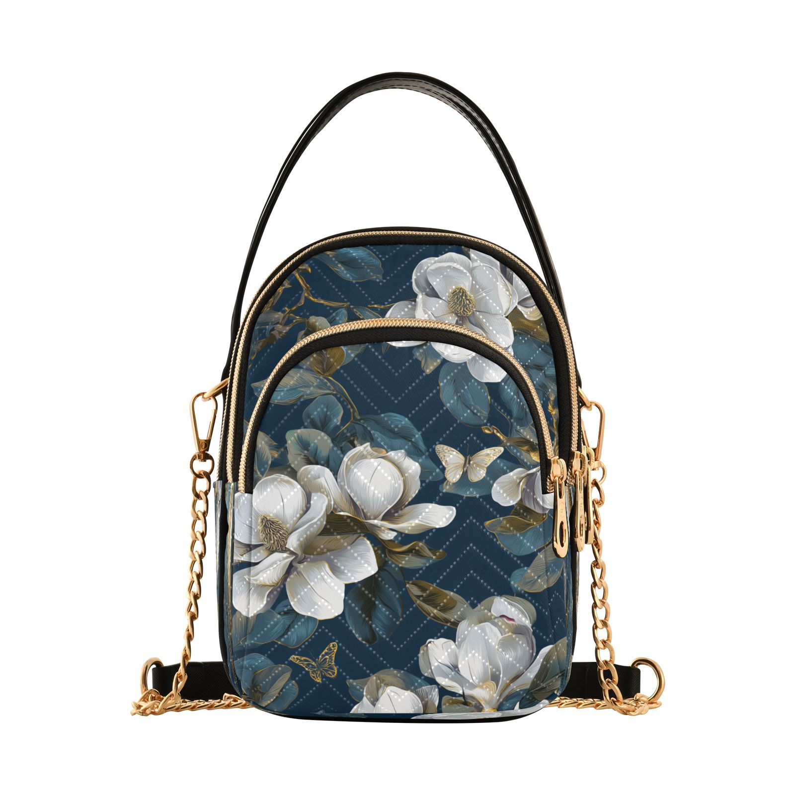Elegant watercolor floral border design Quilted Crossbody Purse for ...