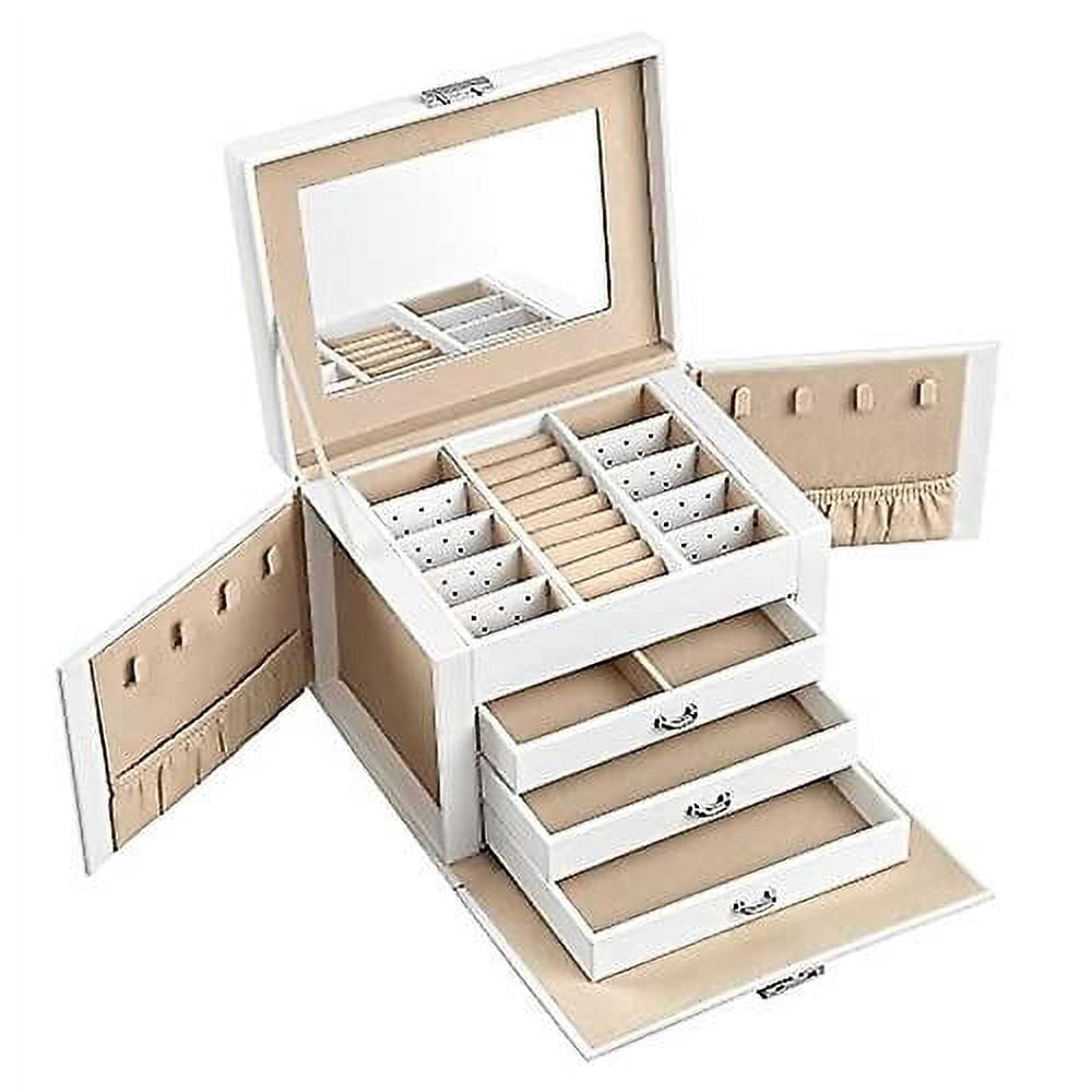 Elegant white jewellery box with velvet lining and mirror - Walmart.com