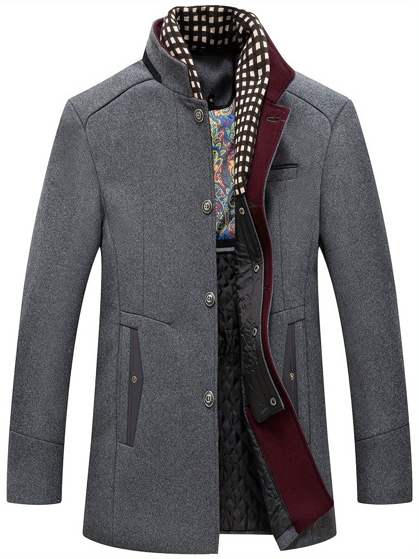 Elegant windproof winter coat for men with scarf embellishment - warm ...