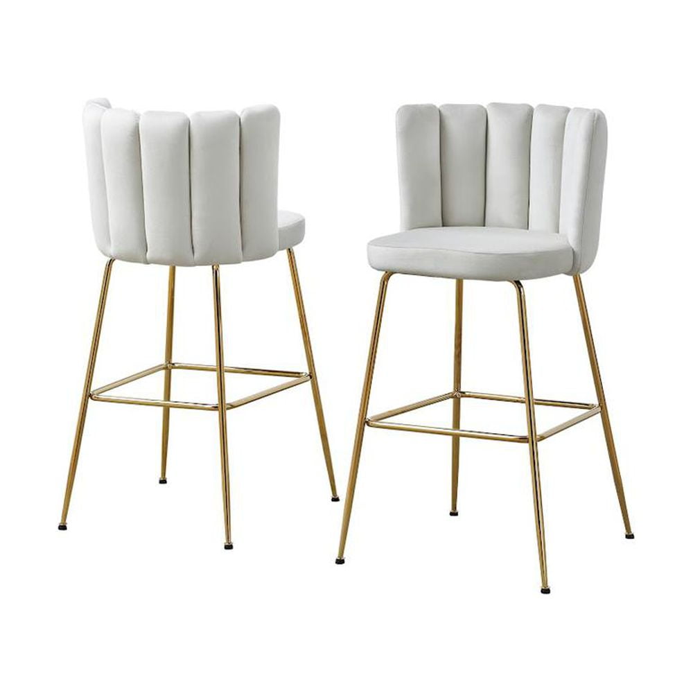 Elegante Beige Velvet Bar Stools (Set of 2) - Walmart.com