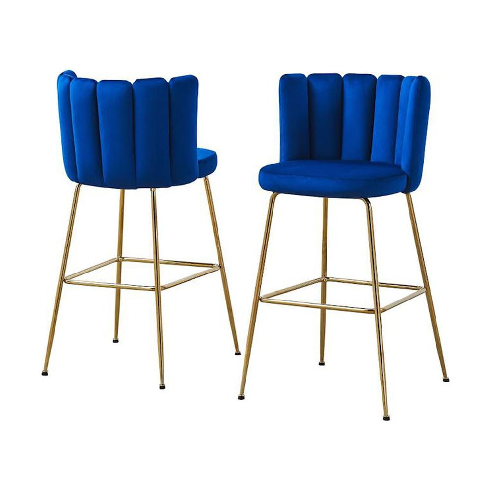 Elegante Blue Velvet Bar Stools (Set of 2) - Walmart.com