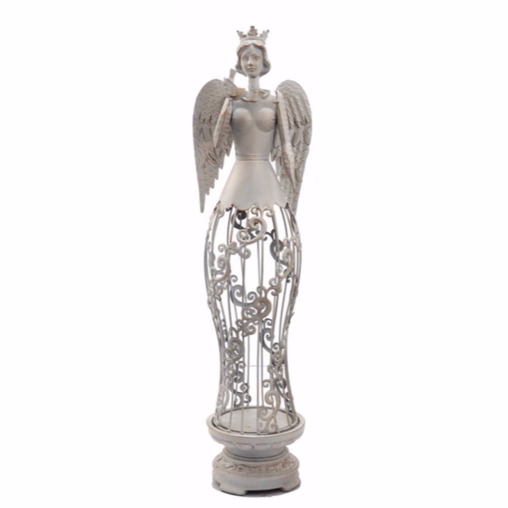 Elegantly Designed Metal & Resin Angel Statue, White - Walmart.com