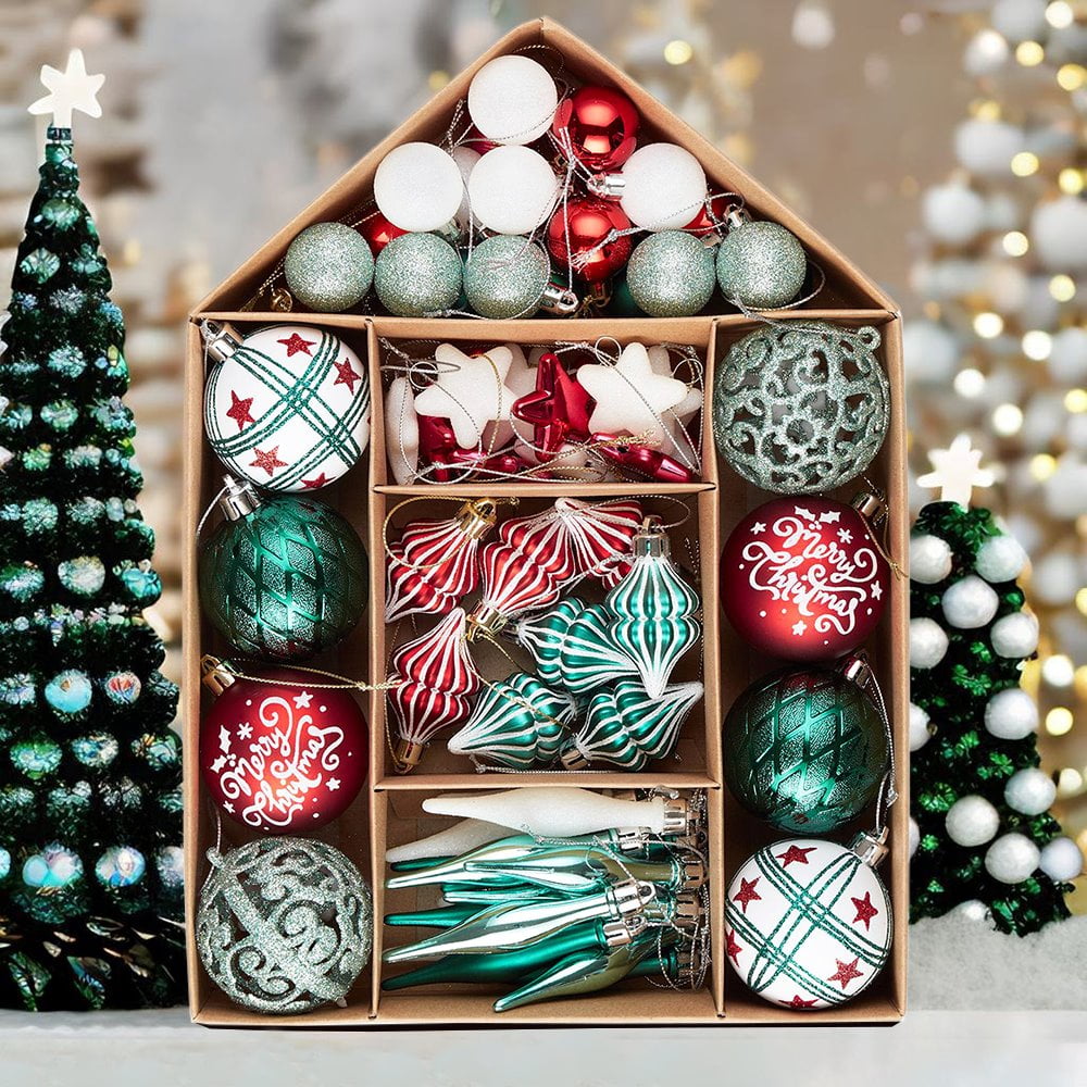 Elegantly Distinct Set of Christmas Ornaments Magenta, Green, White and ...