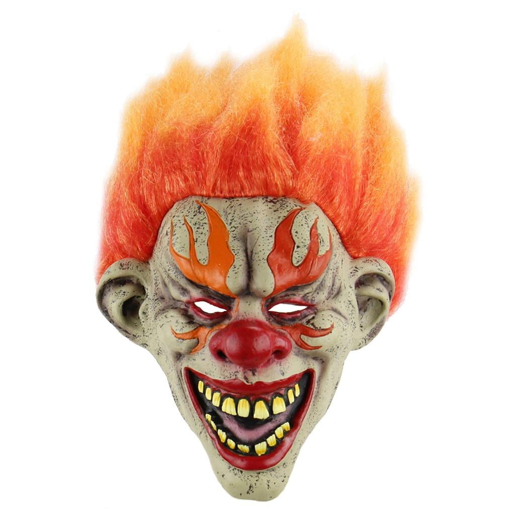 Elegantoss Flame Clown Overhead Mask Creepy Prop for Horror Halloween ...