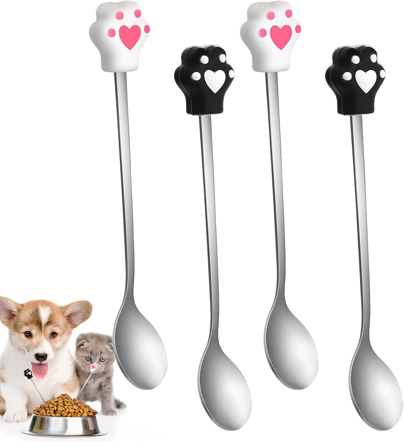 Elegaperma 4pcs Cat Spoons for Wet Food,5.9 In Long Handle Pet Food ...
