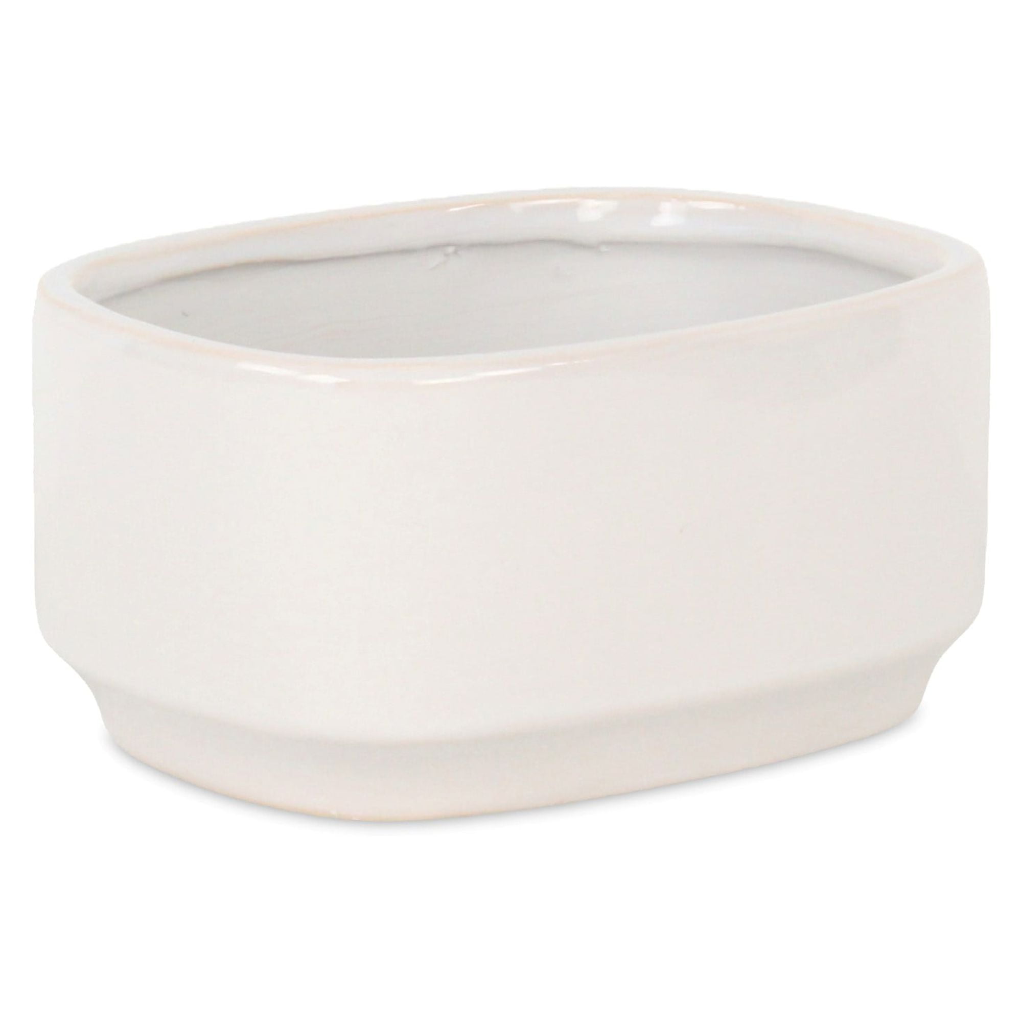 Elegora Wide Curved Rectangular Straight Side Ceramic Pot - Large - Off ...