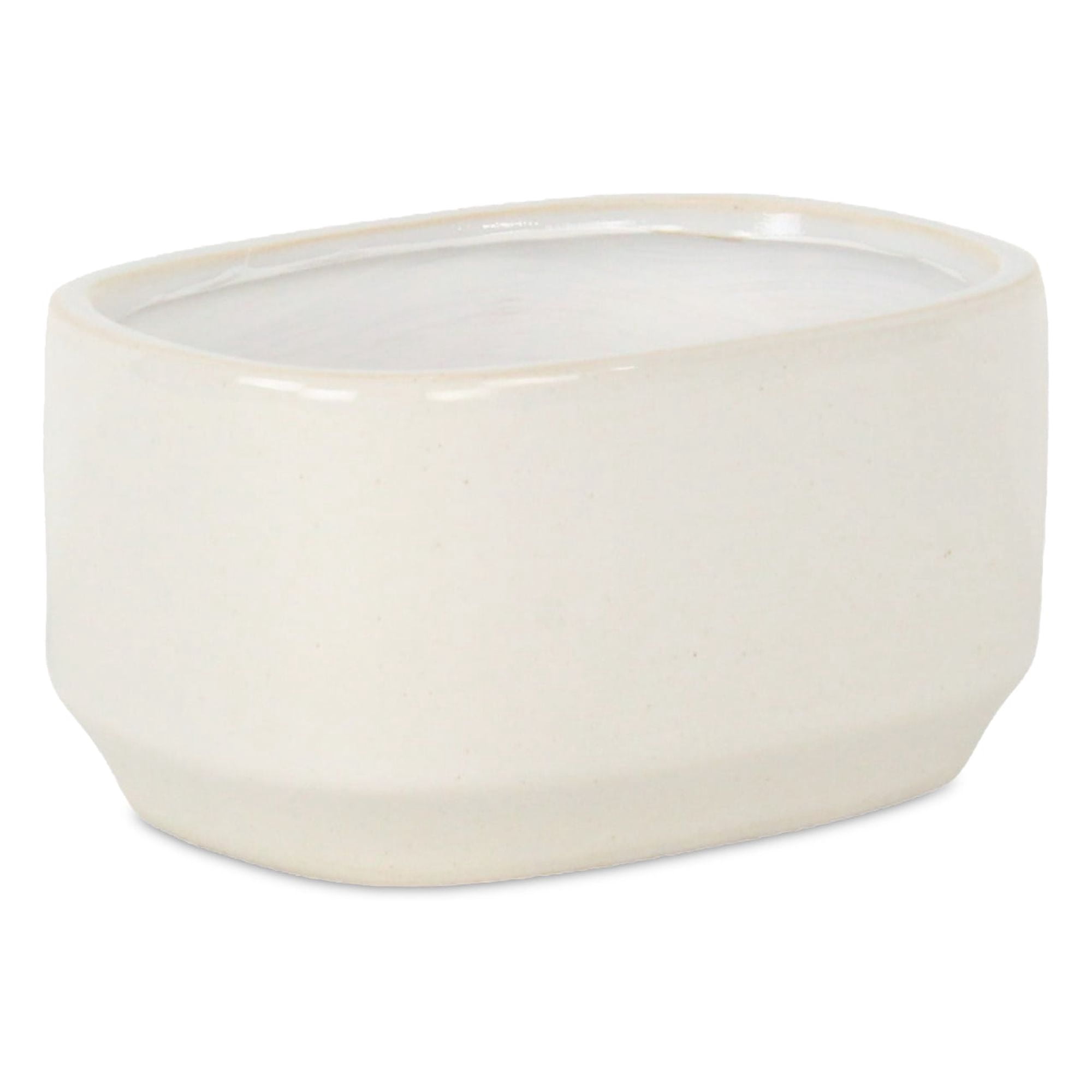 Elegora Wide Curved Rectangular Straight Side Ceramic Pot - Small - Off ...