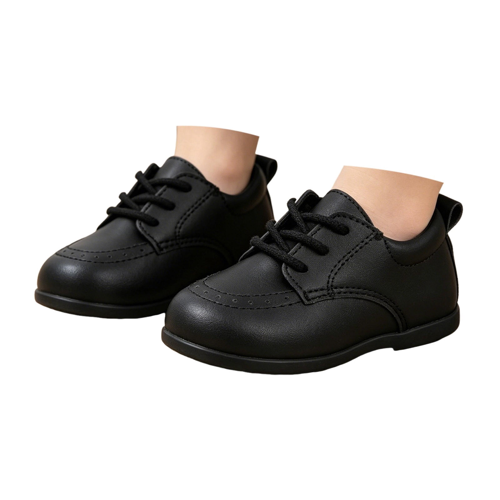 Elegyee Boys Casual Sneakers Solid Lace-Up Flat Soft Sole Shoes for ...