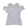Elegyee Girls T-Shirt Solid Cold Shoulder Soft Stretch Ribbed Top with ...